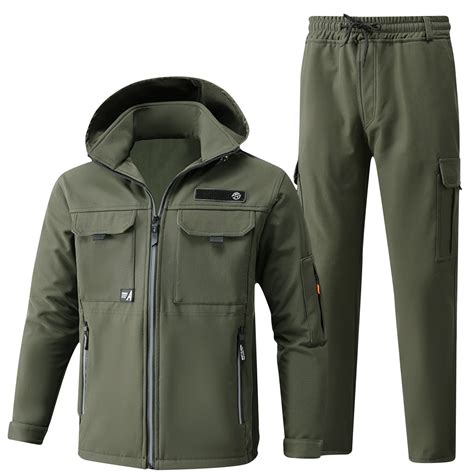 Apexfwdt Mens 2 Piece Athletic Outdoor Setsfleece Lined Waterproof