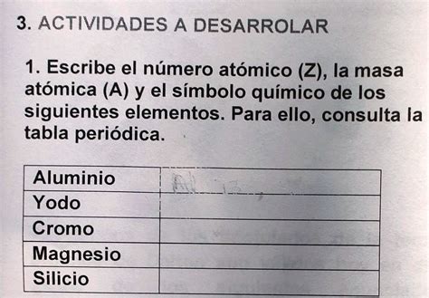 Solved Escribir El Número Atómico Zla Masa Atómica A Y El Símbolo