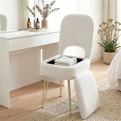 Artiss Storage Ottoman Vanity Stool Foot Stool Folding Back White Big W