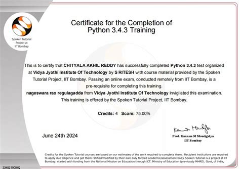 Akhil Reddy Chityala On Linkedin Python Certification Iitbombay