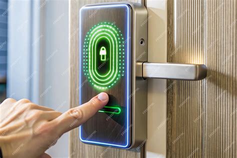 A Digital Illustration Of A Fingerprint Sensor On A Door Lock Premium Ai Generated Image