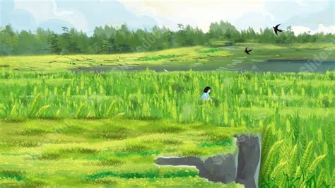 Green Creativity Grass Grassland Pattern Cartoon Powerpoint Background