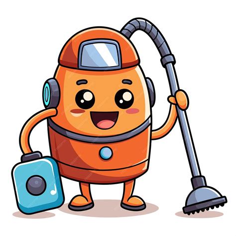 Cute Smiling Vacuum Cleaner Character Vector Illustration Premium Ai