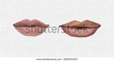 Watercolor Hand Drawing Nude Shades Lips Stock Illustration Shutterstock