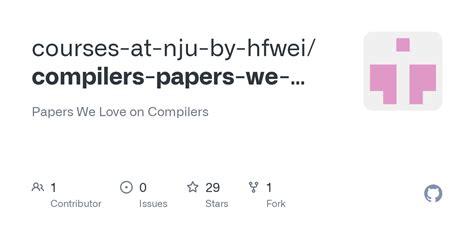 GitHub Courses At Nju By Hfwei Compilers Papers We Love Papers We Love On Compilers