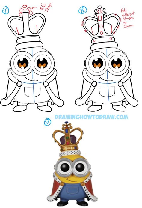 How To Draw Cute Chibi King Bob From The Minions Movie With Easy