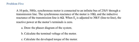 solved problem five a 10 pole 50hz synchronous motor is