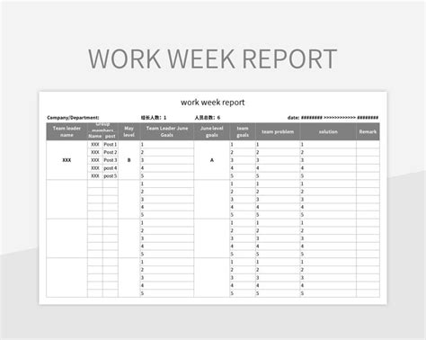 Work Week Report Excel Template And Google Sheets File For Free Download Slidesdocs