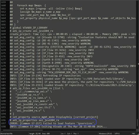 Failed Build Of Axi Jesd204 Tx While Generating HDL Reference Design For ADRV0926 ZCU102 Q A