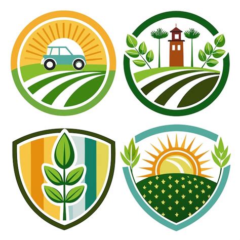 Sustainable Agriculture And Farming Logos With Nature Elements