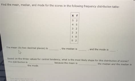 Solved Find The Mean Median And Mode For The Scores In The