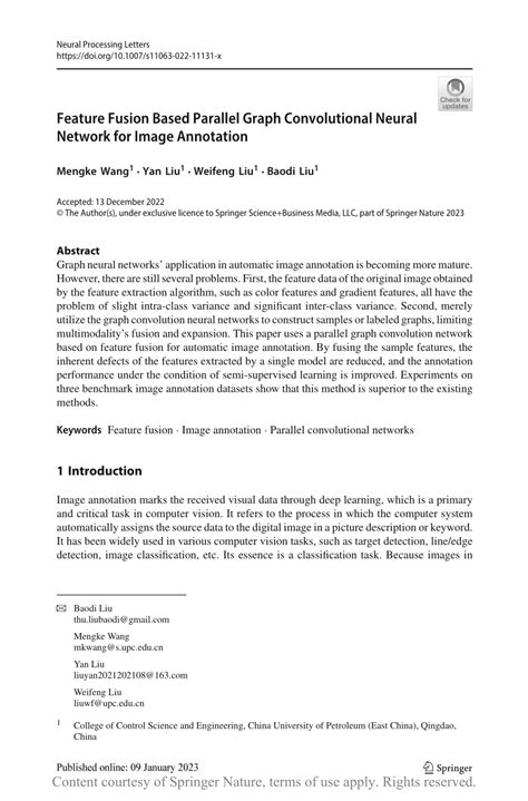 Feature Fusion Based Parallel Graph Convolutional Neural Network For Image Annotation Request Pdf