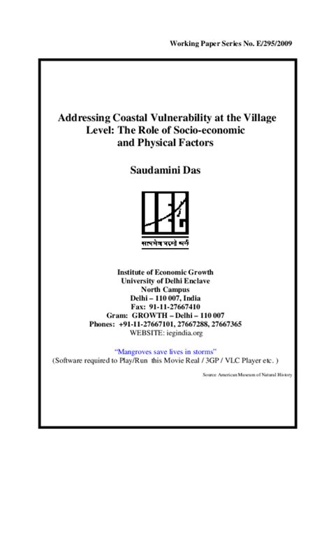 Pdf Addressing Coastal Vulnerability At The Village Level The Role
