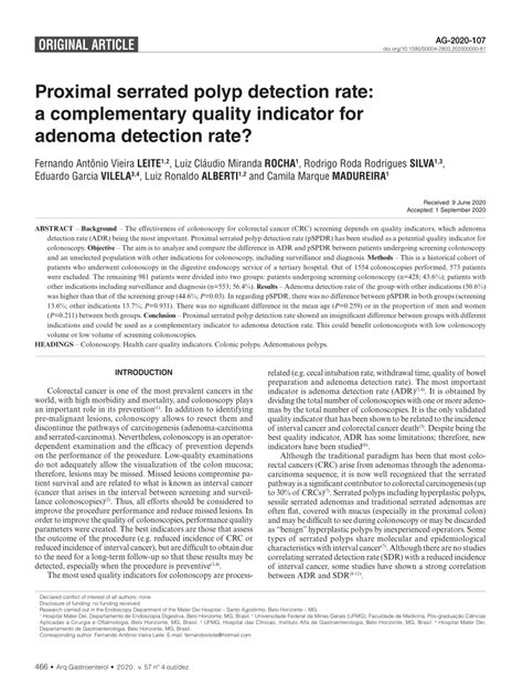 Pdf Proximal Serrated Polyp Detection Rate A Complementary Quality