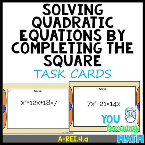 Solving Quadratic Equations Using Square Roots Task Cards 20 Problems Amped Up Learning