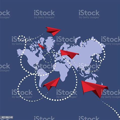 여행 컨셉 벡터 일러스트레이션 종이 비행기에 대한 스톡 벡터 아트 및 기타 이미지 종이 비행기 개념과 주제 구름 Istock