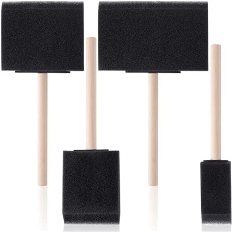 Amazon.com: CustomyLife 4 Pcs Foam Paint Brushes, 4 Sizes Wood Handle Sponge Paint Brush 1" 2" 3 ...