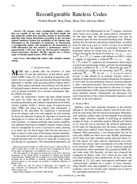 Pdf Reconfigurable Rateless Codes