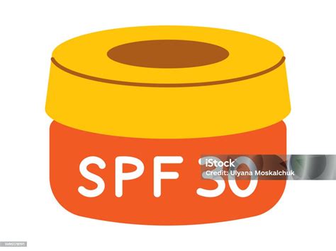 벡터 자외선 차단제 크림 항아리 태양으로부터 피부를 보호합니다 Spf 30의 로션 항아리 플랫 디자인의 자외선 차단제가 있는