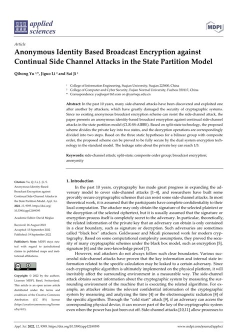 Pdf Anonymous Identity Based Broadcast Encryption Against Continual