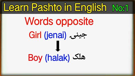 Words Opposite Of Pashto In English Language Lesson 1 Learn Pashto In