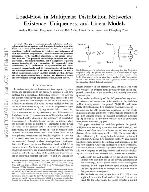 Pdf Load Flow In Multiphase Distribution Networks Existence