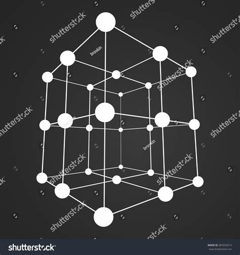 wireframe mesh cube connected dots lines stock illustration 387033913