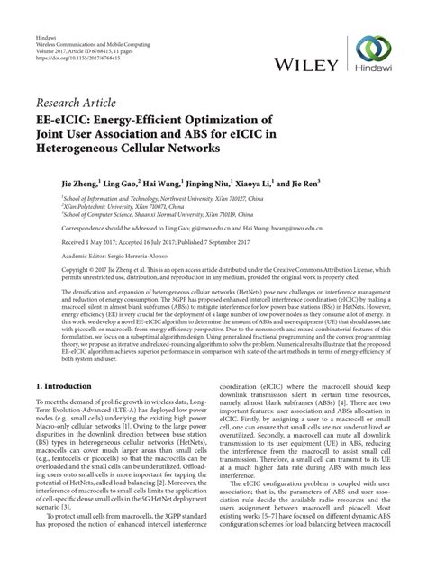 Pdf Ee Eicic Energy Efficient Optimization Of Joint User Association