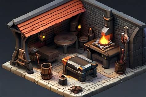 Premium Photo Isometric Blacksmithing Or Making War Weapons