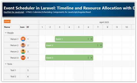 Event Scheduler In Laravel Timeline And Resource Allocation With Drag