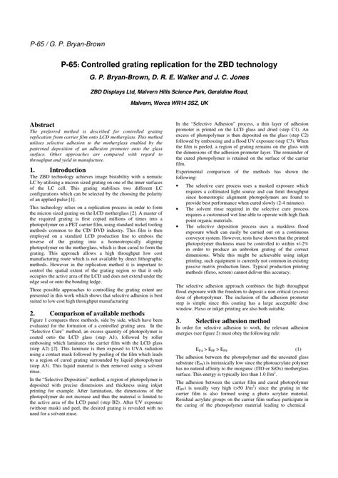 Pdf Controlled Grating Replication For The Zbd Technology Proc Sid