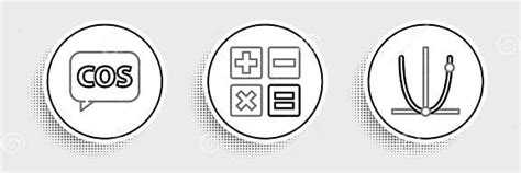 Set Line Graph Schedule Chart Diagram Mathematics Function Cosine And Calculator Icon