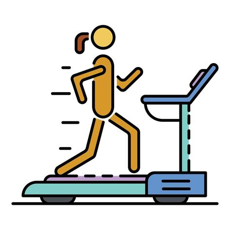 Girl At Treadmill Icon Color Outline Vector Vector Art At Vecteezy