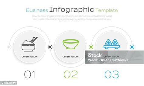 젓가락으로 그릇에 밥 도마에 뜨거운 국물 한 그릇 초밥을 세트 라인 비즈니스 인포그래픽 템플릿입니다 벡터 0명에 대한 스톡 벡터 아트 및 기타 이미지 Istock