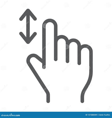 Vertical Scroll Line Icon Finger And Gesture Hand Sign Vector Graphics A Linear Pattern On A