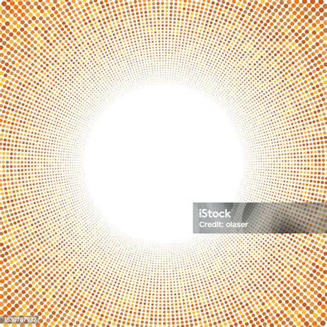 radial size gradient of golden to orange sized dots stock illustration