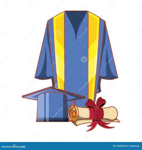 Gown With Certificate And Hat Graduation Stock Vector Illustration Of