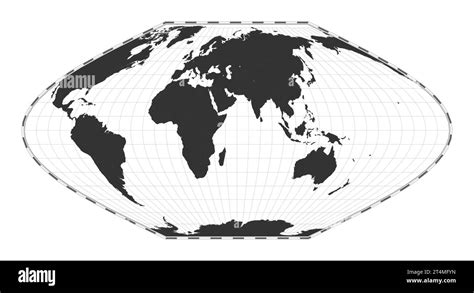 Vector World Map Mcbryde Thomas Flat Polar Sinusoidal Equal Area Projection Plain World