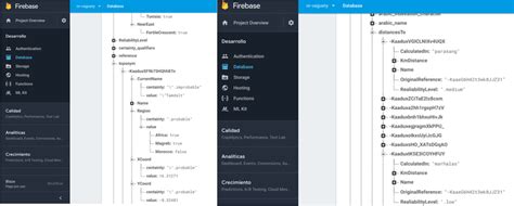 firebase console showing final implementation details at right the