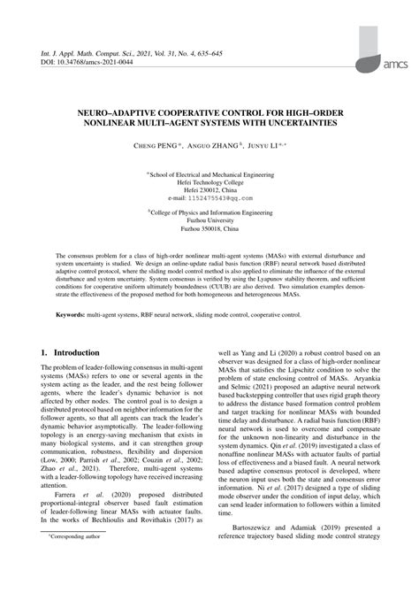 Pdf Neuroadaptive Cooperative Control For Highorder Nonlinear Multiagent Systems With