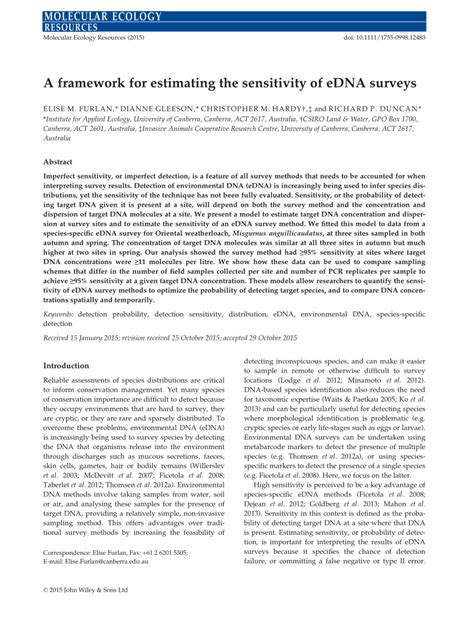 Pdf A Framework For Estimating The Sensitivity Of Edna Surveys