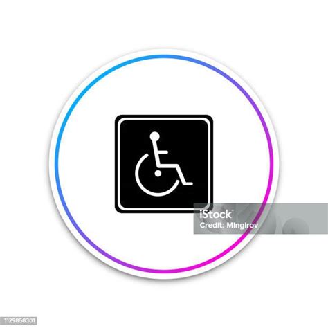 흰색 배경에 고립 된 장애인된 핸디캡 아이콘입니다 휠체어 핸디캡 기호입니다 화이트 원 버튼입니다 벡터 일러스트 레이 션 거리에