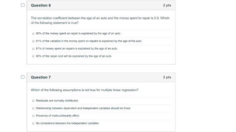 Solved Question 6 2 Pts The Correlation Coefficient Betwe
