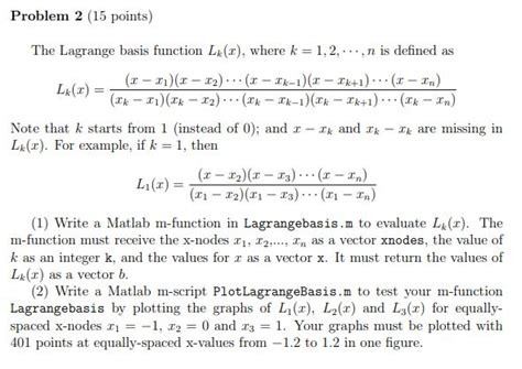 Solved Problem 2 15 Points The Lagrange Basis Function