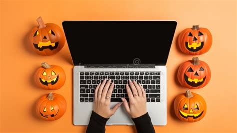 Laptop Computer Hands Typing Computer Keyboard On Color Background Stock Illustration