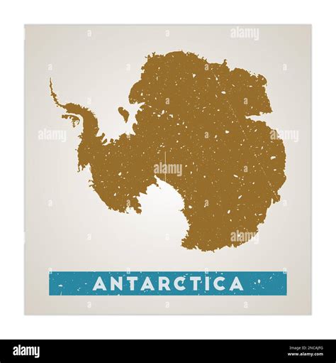 Antarctica Map Country Poster With Regions Old Grunge Texture Shape