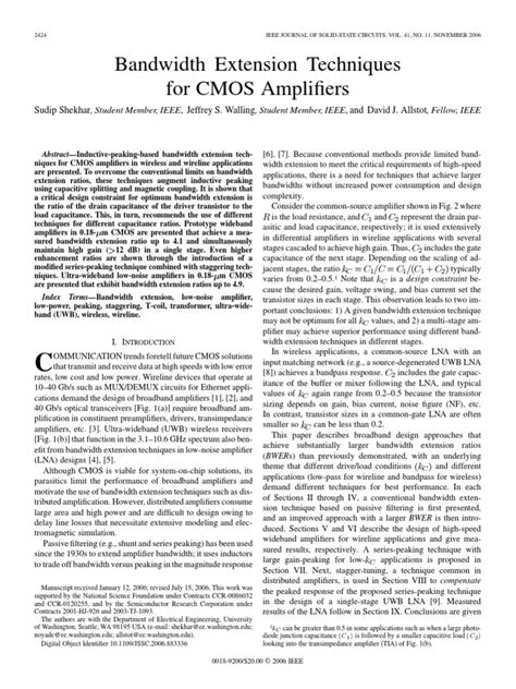Bandwidth Extension Techniques For Cmos Amplifiers Pdf Amplifier