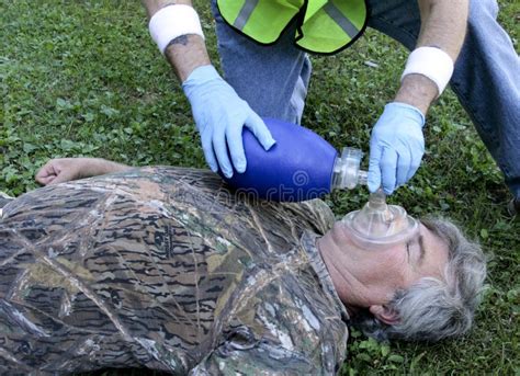 Cpr With An Ambu Bag Stock Image Image Of Airway Fireman 45821441