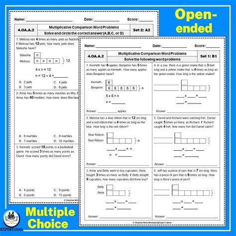 multiplicative comparison word problems worksheets bundle expertuition