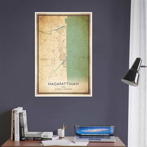 Vintage Nagapattinam India Map Poster Nagapattinam City Road Wall Art Print Custom Maps And Posters
